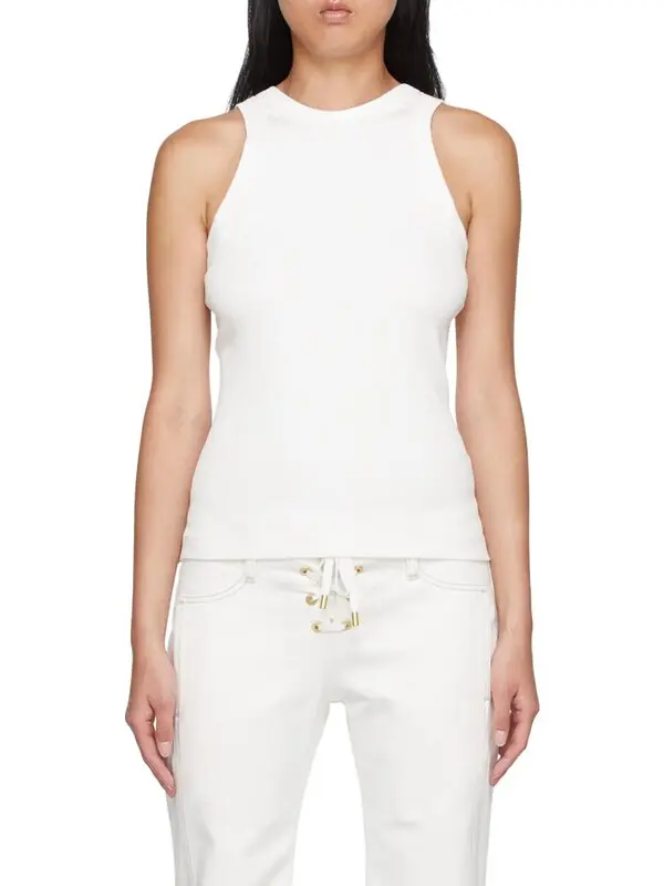 DION LEE Ribbed Cut-out Tank Top - White