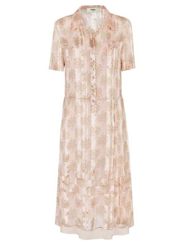 Fendi Short Sleeve Floral Printed Shirt Dress - Pink