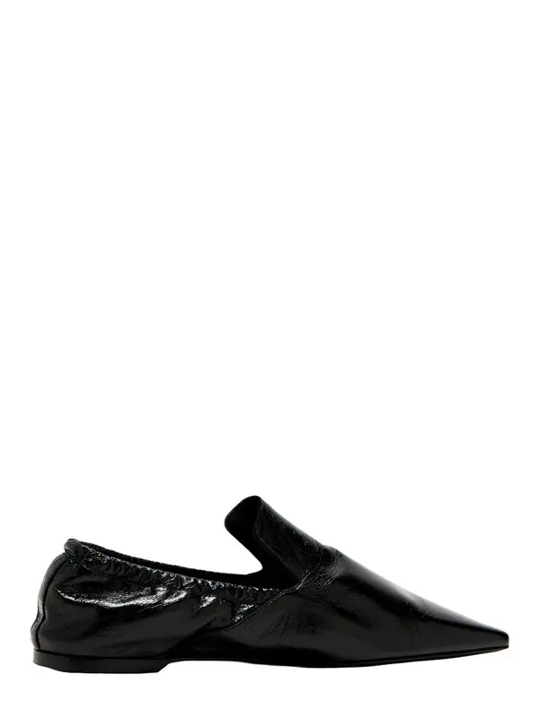 TOTEME Square Toe Leather Loafers - Black