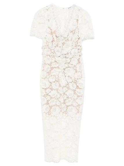 SELF-PORTRAIT Lace Embellished Midi Dress - Cream