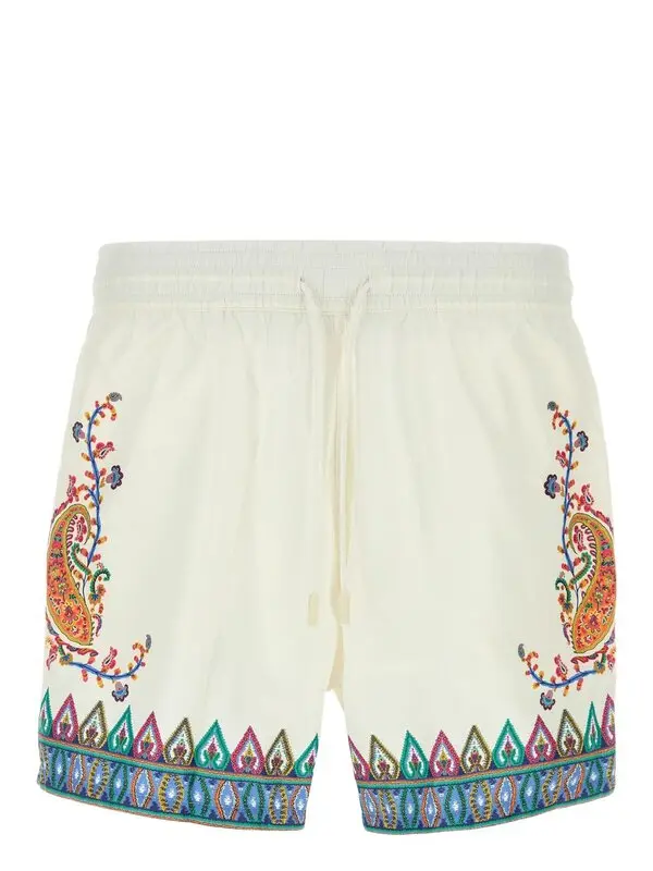 Etro Paisley Printed Drawstring Shorts - White