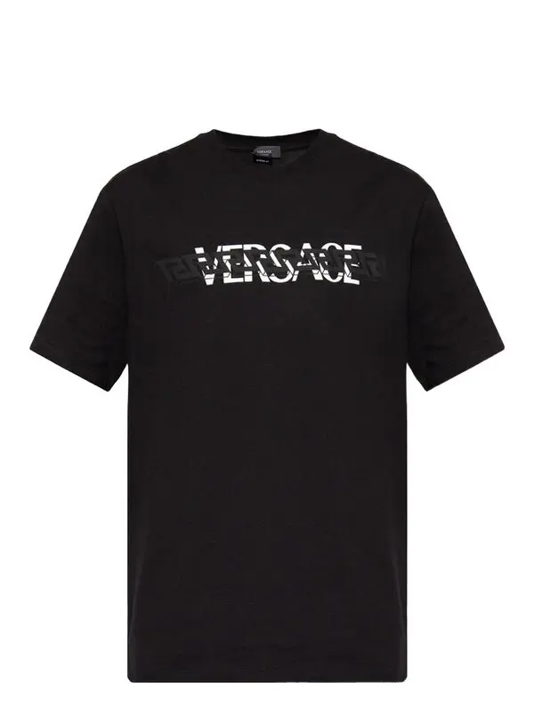 Versace Logo-print Crew-neck T-shirt - Black
