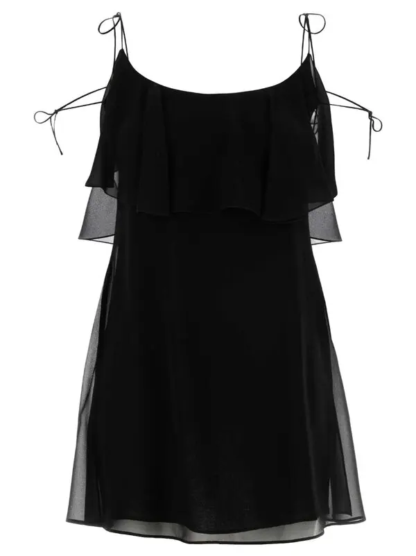 Saint Laurent Sleeveless Ruffled Dress - Black