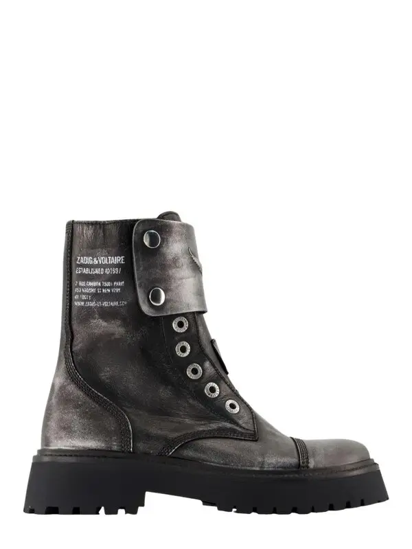 Zadig&Voltaire Leather Combat Boots - Black