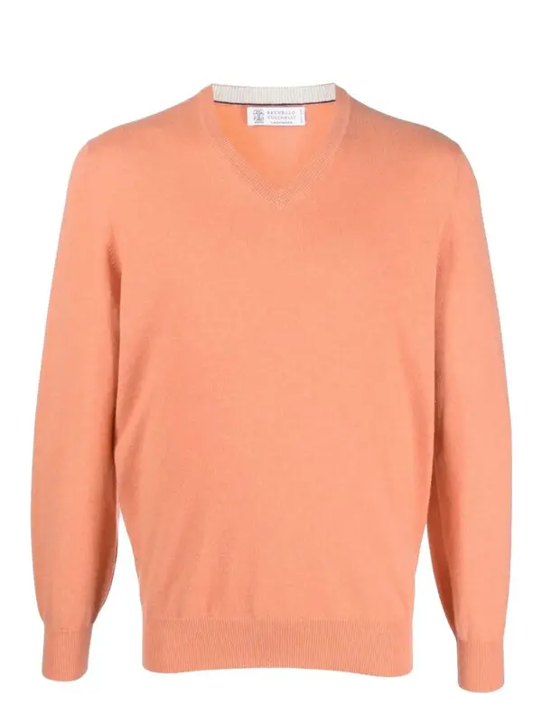 Brunello Cucinelli V-neck Cashmere Jumper - Light Orange