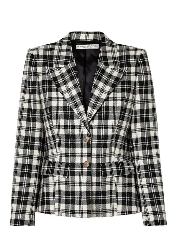 Alessandra Rich Checked Blazer - Black