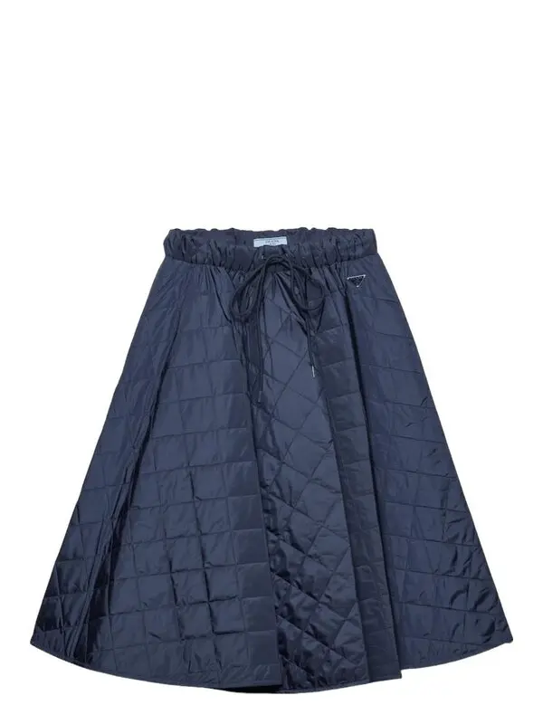 Prada Re-nylon Quilted Midi Skirt With Drawstring Waist - Royal Blue