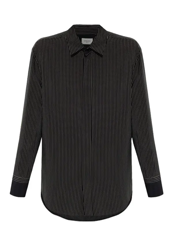 Saint Laurent Striped Button-up Shirt - Black
