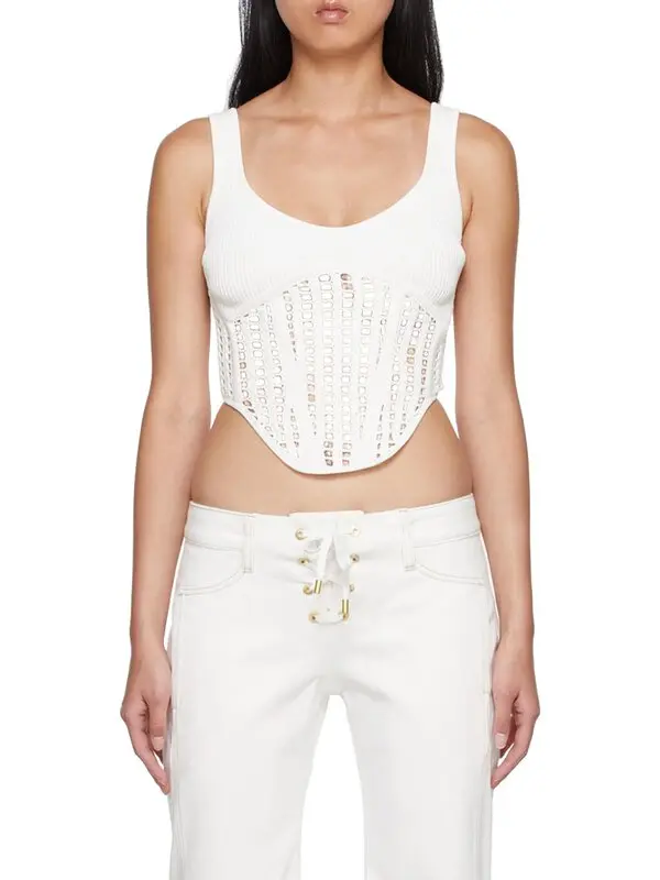 DION LEE Crochet Tank Top - White
