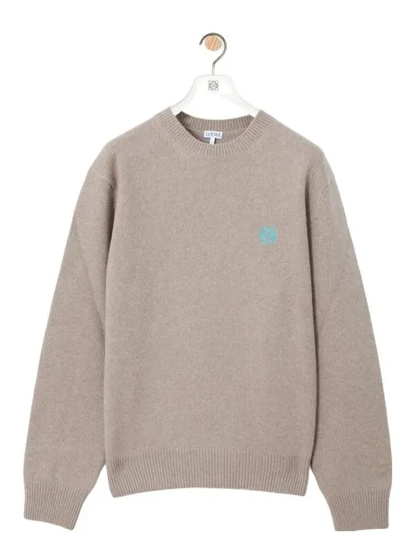 Loewe Logo Embroidered Crewneck Jumper - Light Gray