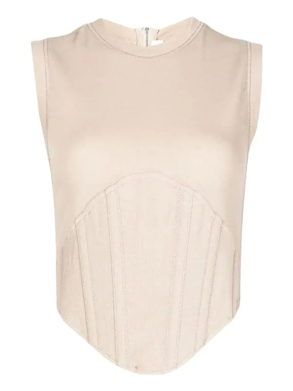 DION LEE Round-neck Zipper Back Vest - Nude