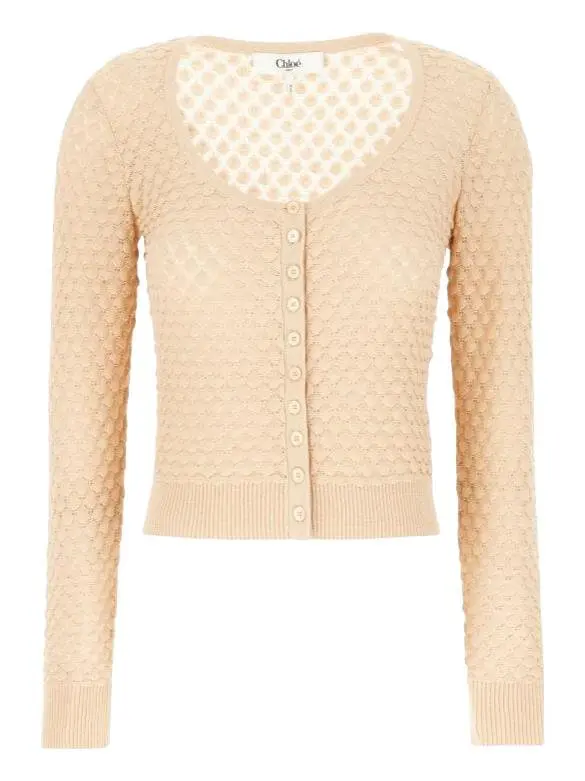 Chloé Long-sleeved Button-detailed Sweater - Nude