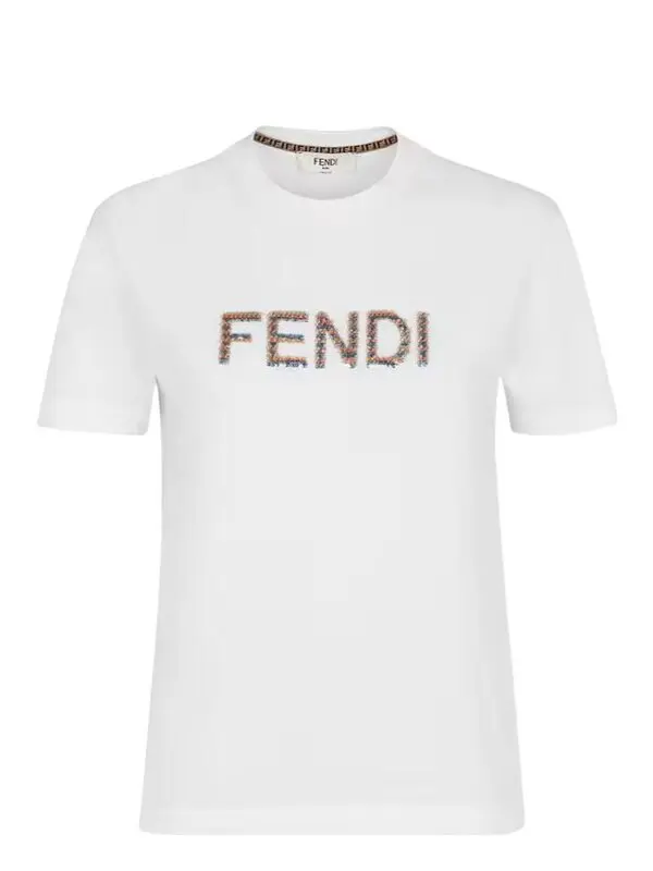 Fendi Logo Detailed Crewneck T-shirt - White