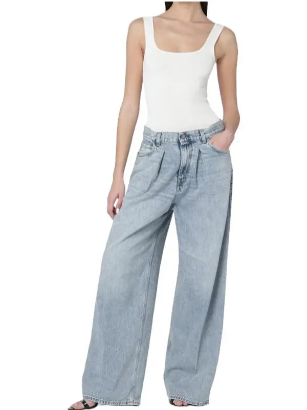 HAIKURE Wide-leg Jeans With Whiskering Effect - Gray