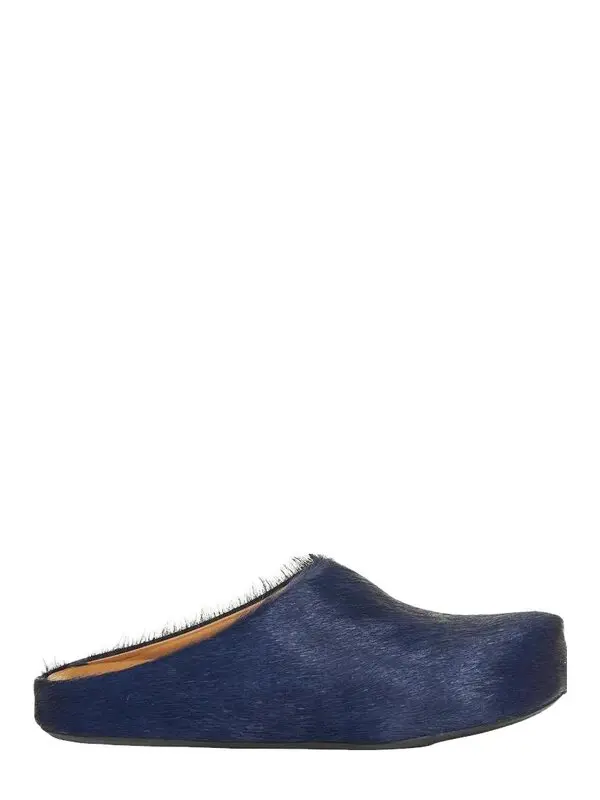 Marni Long Hair Calfskin Fussbett Sabot - Blue