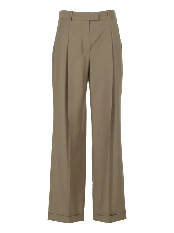 THE ROW Sorina Pleated Turn-up Pants - Gray