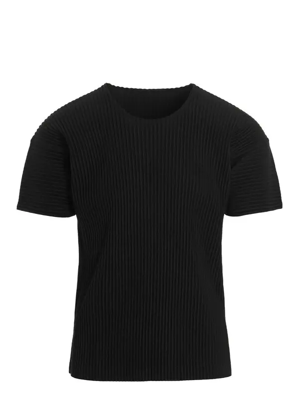 Issey Miyake Homme Plissé Pleated Crewneck T-shirt - Black