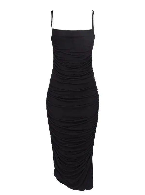 Pinko Ruched Spaghetti String Slim-fit Dress - Black