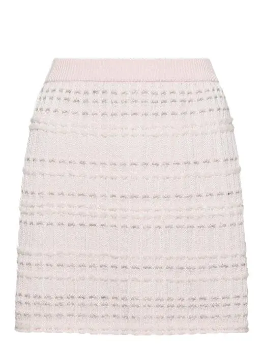 Thom Browne Seersucker Knit Tweed Jacquard Mini Skirt - White