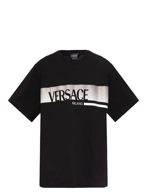 Versace Glitter Metallic Logo T-shirt - Black