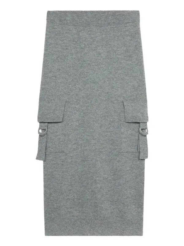 Blumarine Cargo Pockets Wool Midi Skirt - Grey