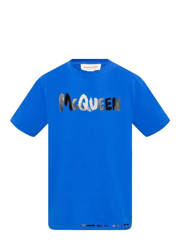 Alexander McQueen Logo Printed Crewneck T-shirt - Blue