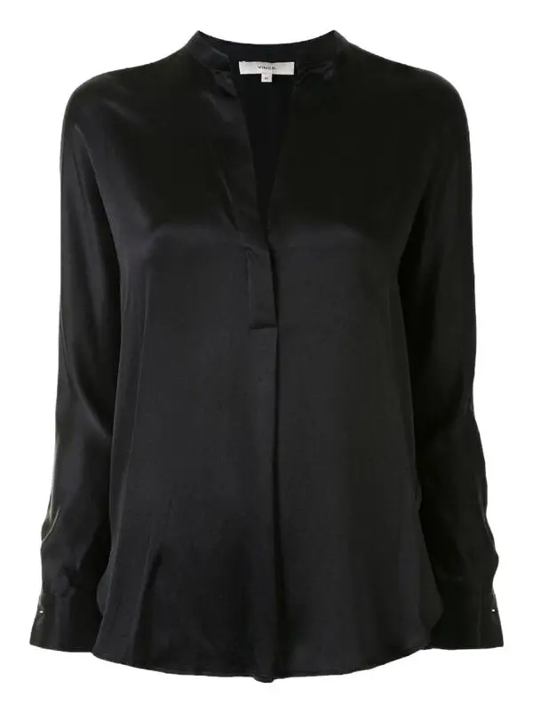 Vince Open Neck Long-sleeved Loose Fit Blouse - No