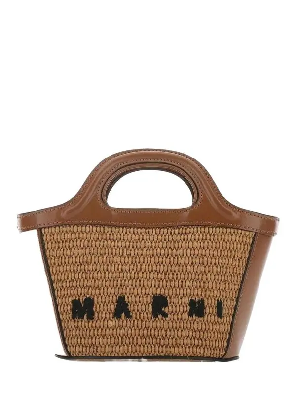 Marni Tropicalia Logo Embroidered Micro Tote Bag - Brown