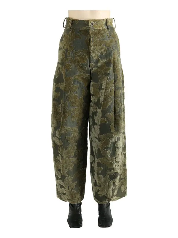 UMA WANG Graphic Print Wide Leg Trousers - Grey/brown