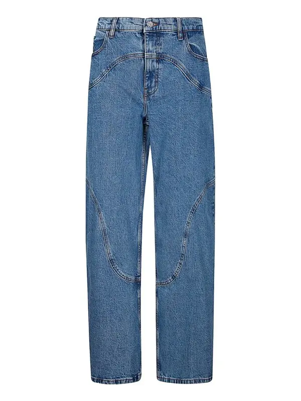 Baum Und Pferdgarten High Waist Wide Leg Jeans With Contrast Pockets - Blue