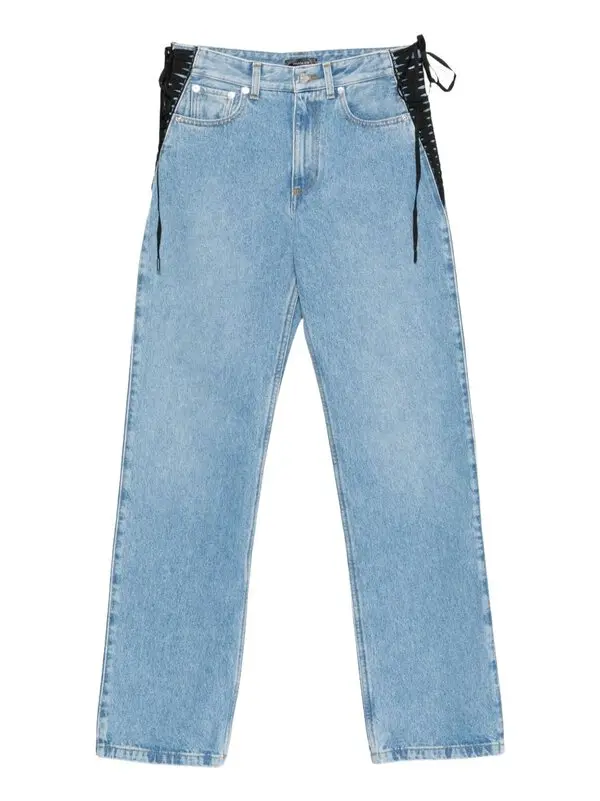 MUGLER Laced-up Straight Leg Jeans - Blue