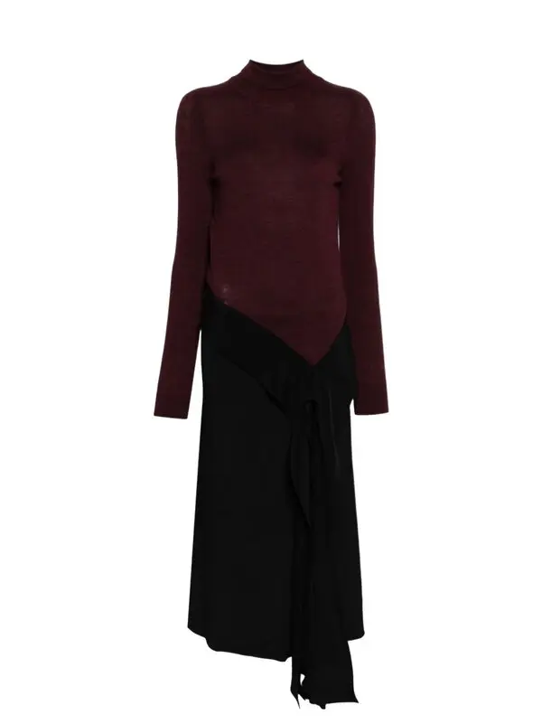 Victoria Beckham High-neck Midi Dress With Tie Detail - Black