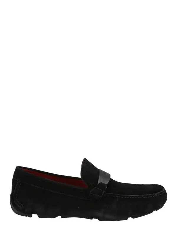 FERRAGAMO Round-toe Slip-on Loafers With Removable Logo Trim - Black