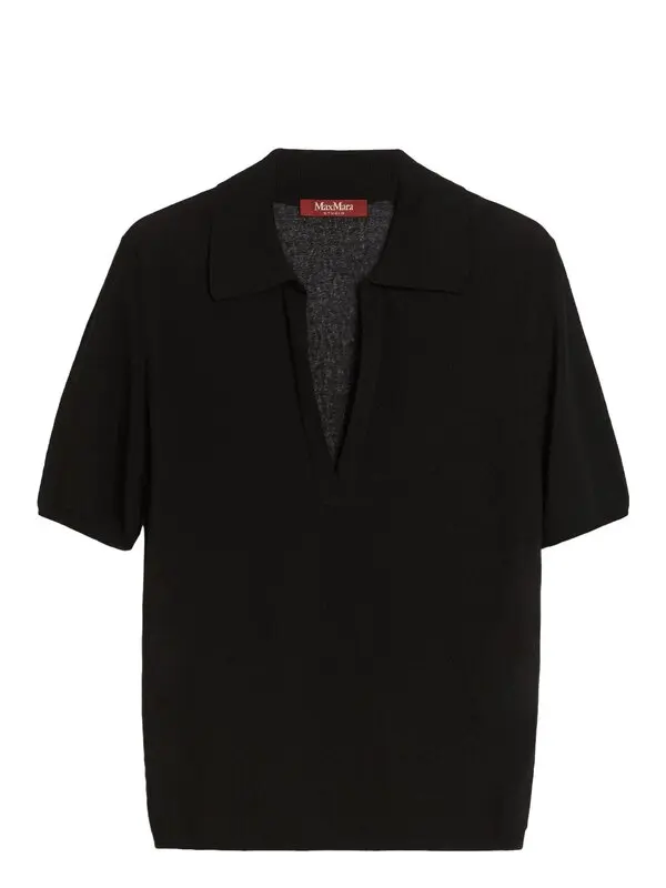 Max Mara V-neck Knitted Polo Shirt - Black