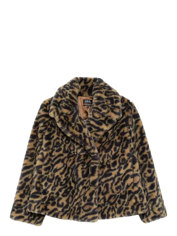 A.p.c. Johanna Leopard Print Faux Fur Coat - Black
