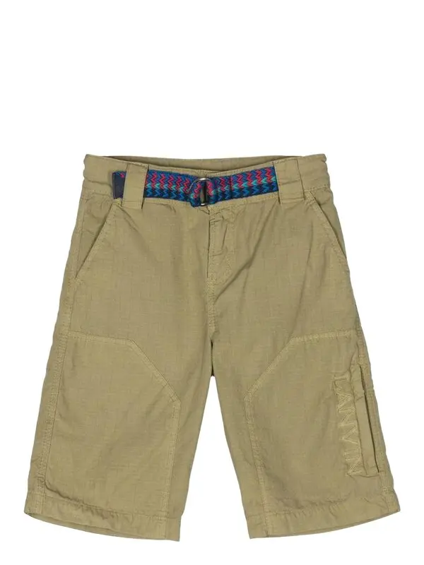 LANVIN Embroidered Belted Shorts - Green