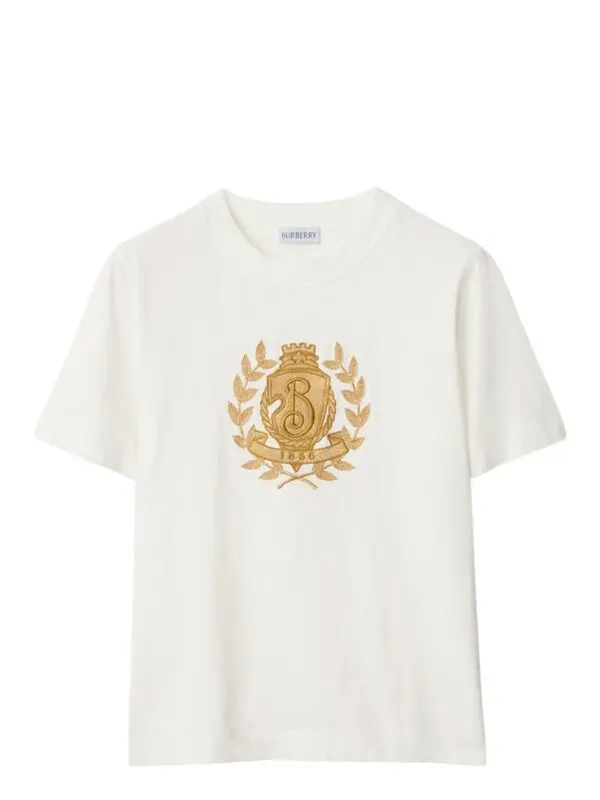 Burberry B Crest Embroidered Crewneck T-shirt - Chalk