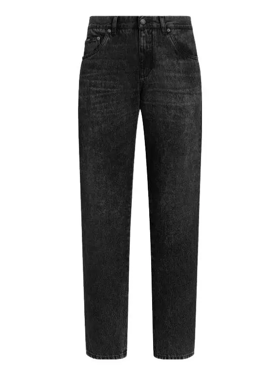 Dolce & Gabbana Logo Plaque Cotton Jeans - Multi-color