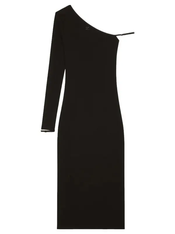 COURREGES Courrèges One-sleeve Lingerie Dress With Ac Logo - Black
