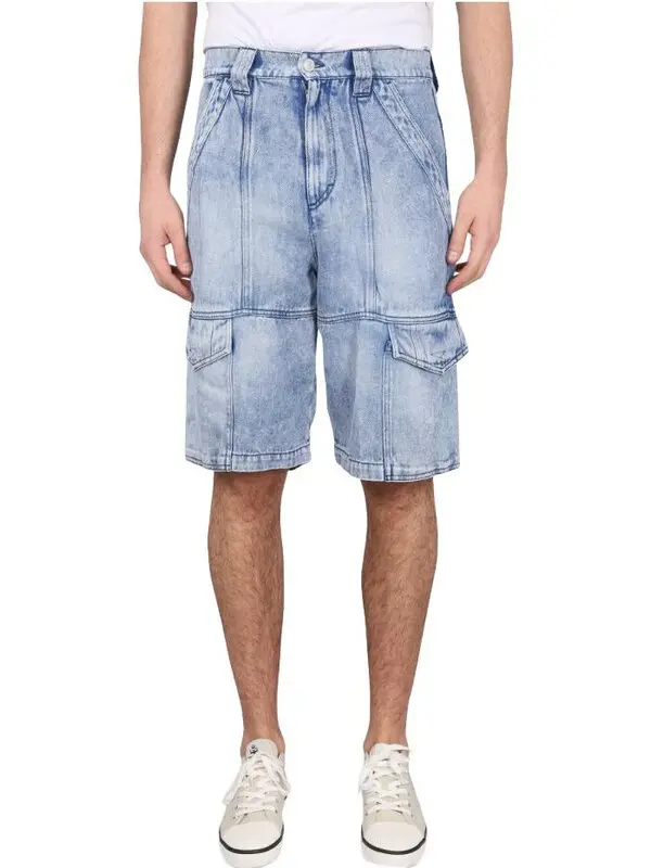 Isabel Marant Étoile Logo Patch Cargo Shorts - Blue