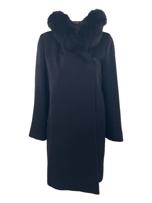 Max Mara Long Sleeved Hooded Coat With Belt - Black