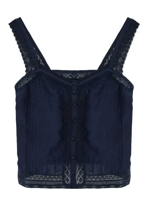 Zadig&Voltaire Lace Trimmed Bustier-style Tank Top - Midnight Blue