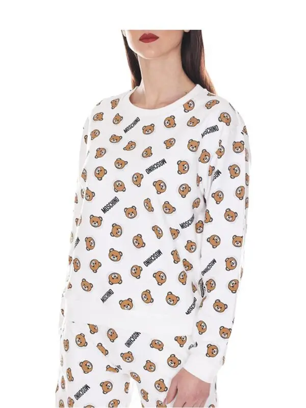 Moschino Multicolor Logo Detail Hoodie - White