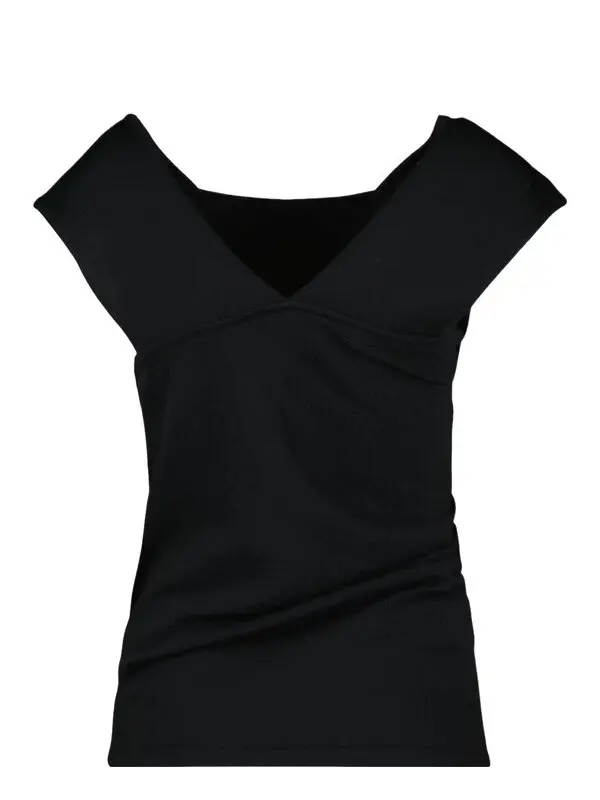 Khaite Josif Top With Cap Sleeves And Square Neck - Black