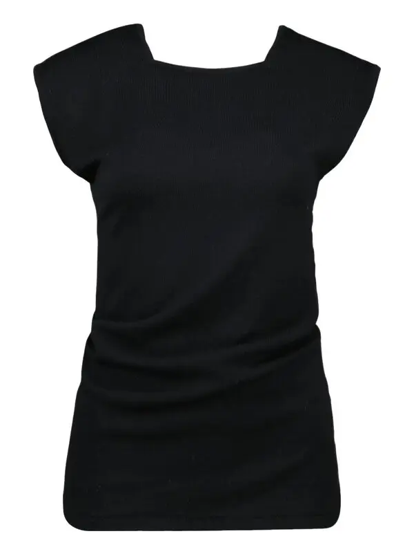 Khaite Josif Top With Cap Sleeves And Square Neck - Black