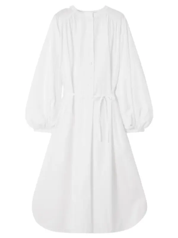 Loulou De Saison Vitti Oversized Belted Cotton-poplin Midi Dress - White