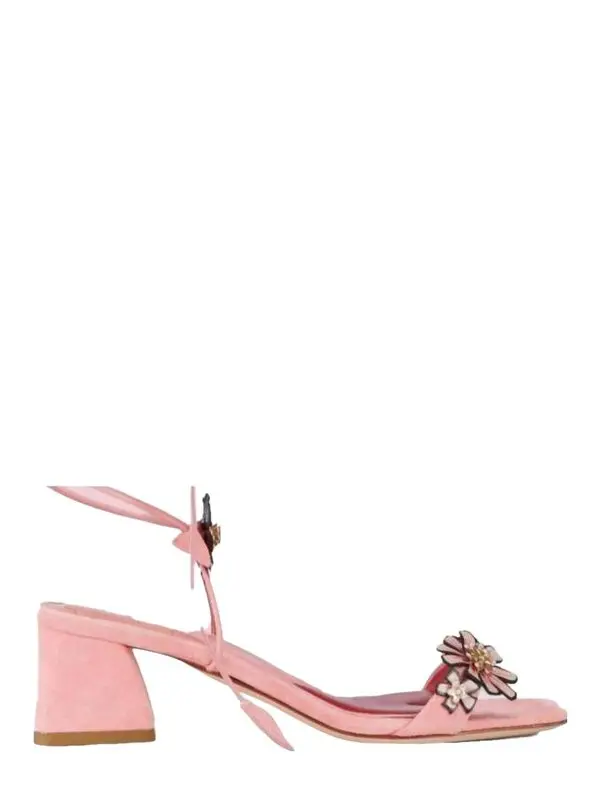 ROGER VIVIER Embellished Leather Sandals - Pink