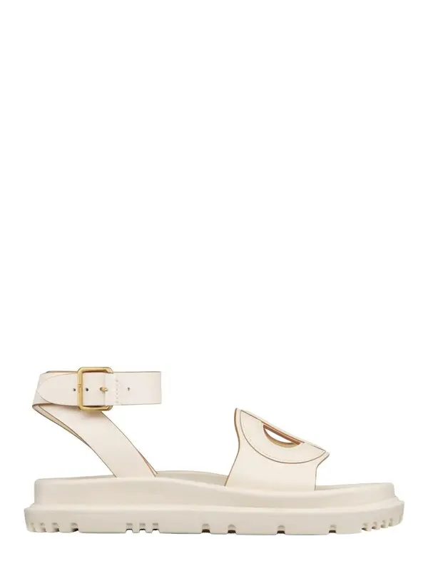 Dior D-club Open Toe Sandal With Buckle Detail - White