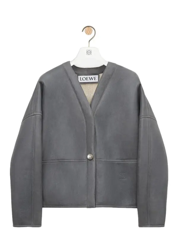 Loewe Pebble Leather Cardigan - Light Grey