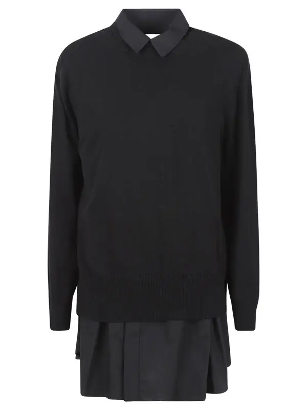 Sacai Long-sleeved Patchwork Dress - Black